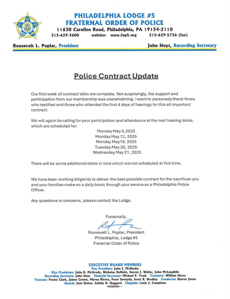 Police Contract Update March 26, 2025 - FOP LODGE 5