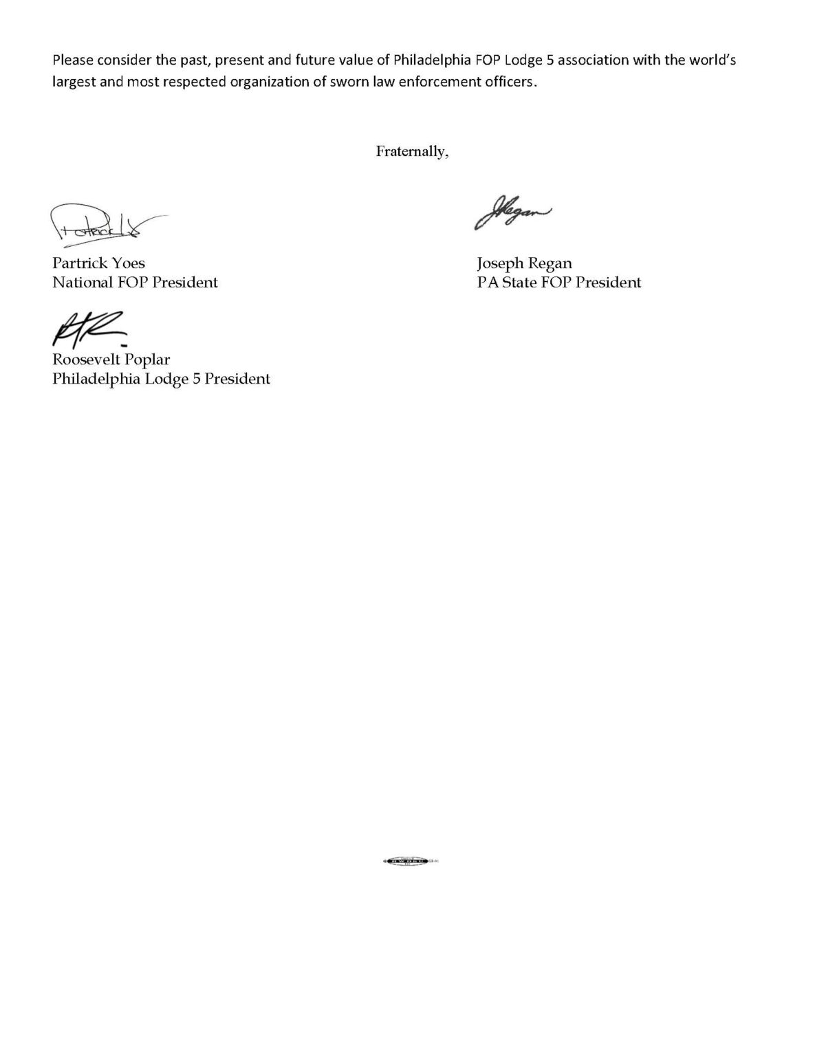 Joint Letter on Members pushing secession from Fraternal Order of ...