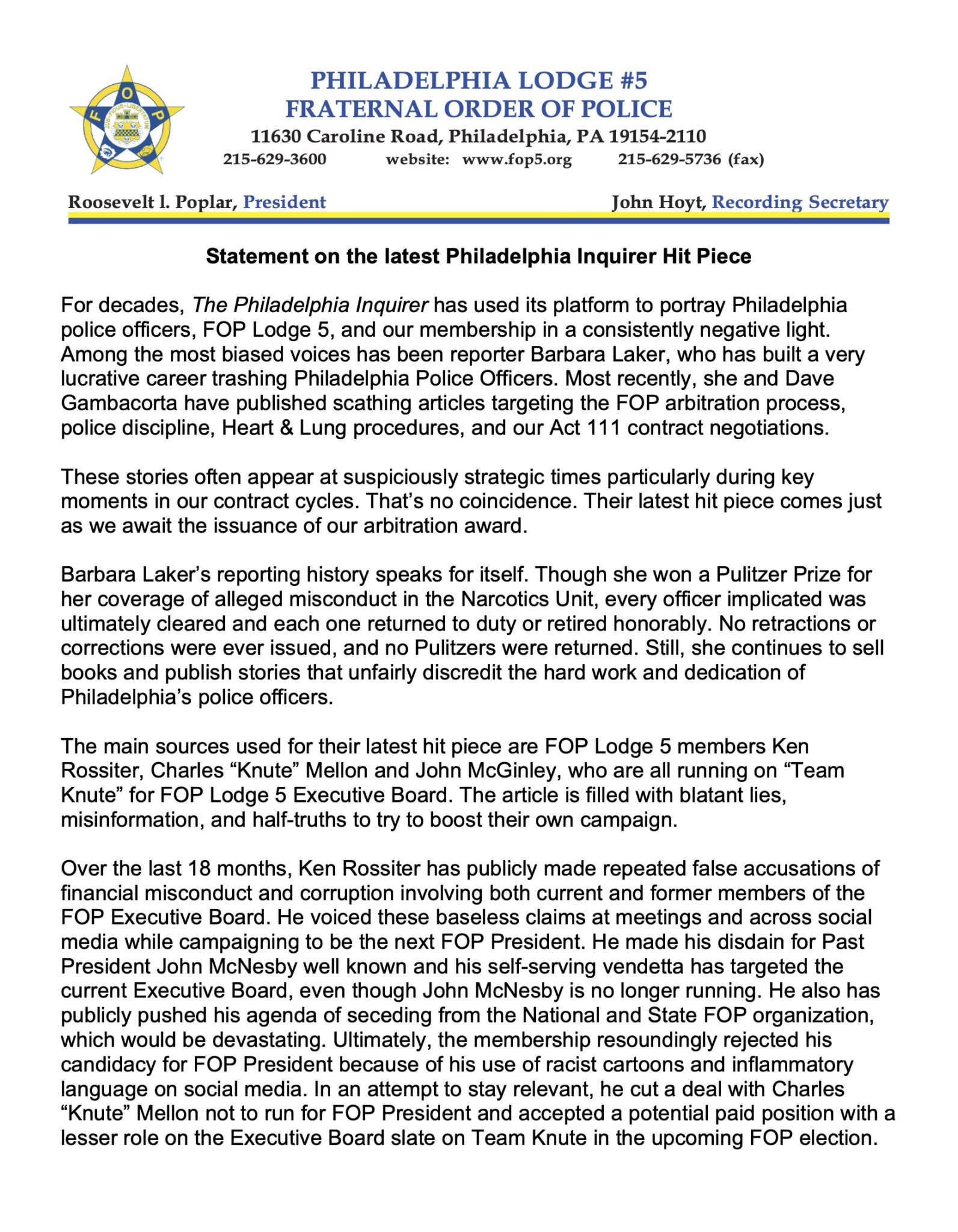 LATEST NEWS - FOP LODGE 5