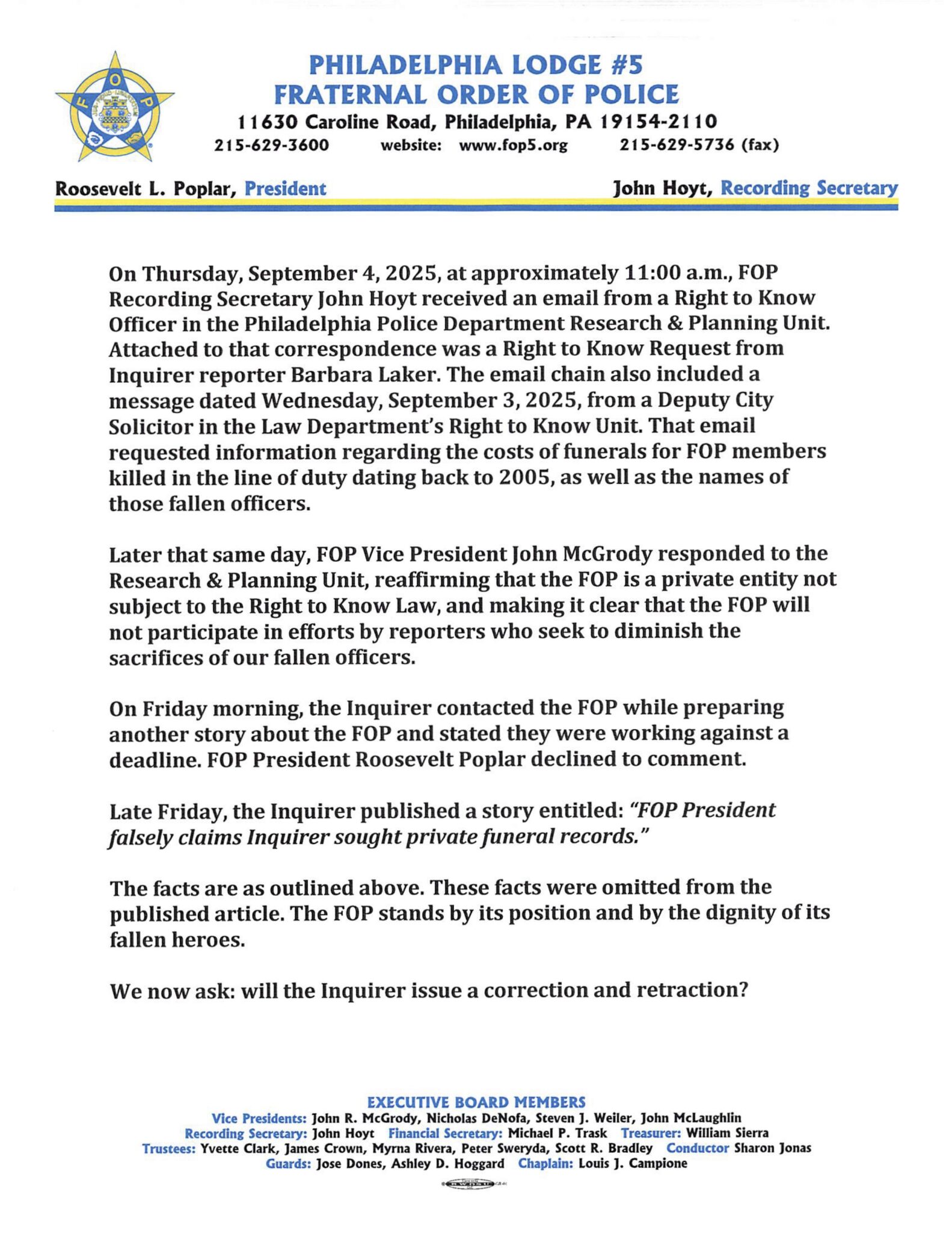 LATEST NEWS - FOP LODGE 5